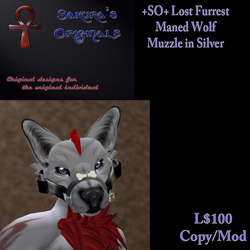 Second Life Marketplace - +SO+ LF Maned Wolf Muzzle Silver