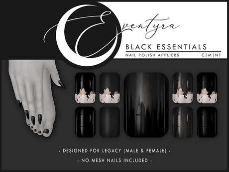 Second Life Marketplace - Eventyra - Legacy Nail HUD - Black Essentials