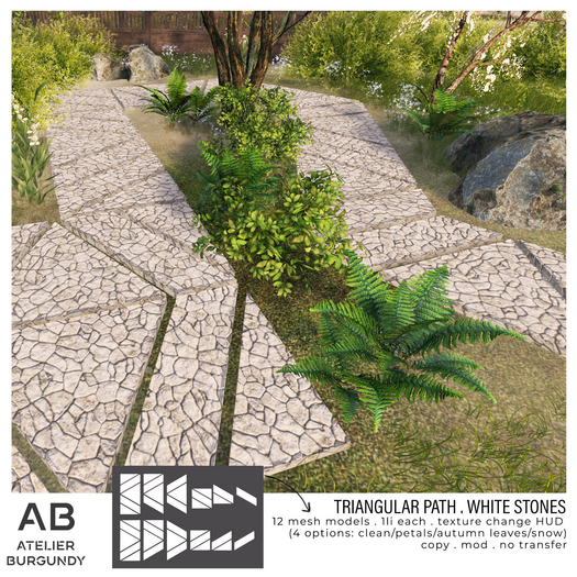 Second Life Marketplace - Atelier Burgundy . Triangular Path White ...