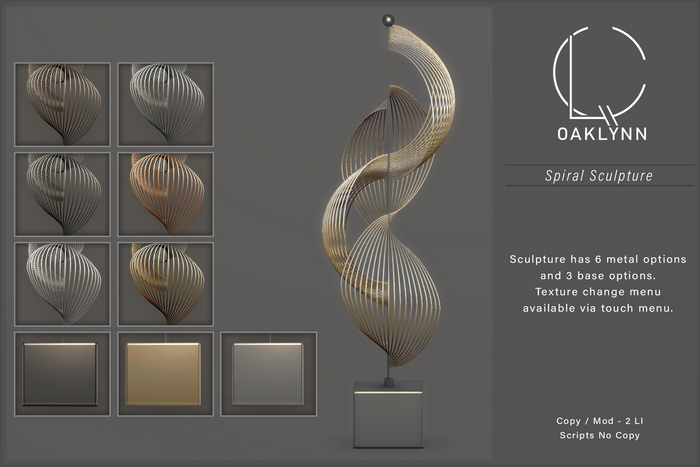 Second Life Marketplace - Oaklynn Spiral Sculpture