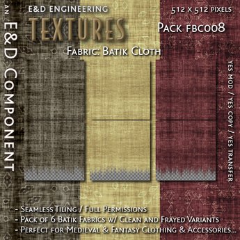 Second Life Marketplace - [FBC008] 6 Batik Cloth Textures Medieval ...