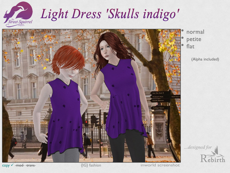 Second Life Marketplace - {IG} fashion Light Dress - skulls-indigo ...