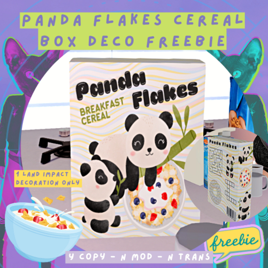 Second Life Marketplace - Panda Flakes Cereal Box 1LI Freebie!