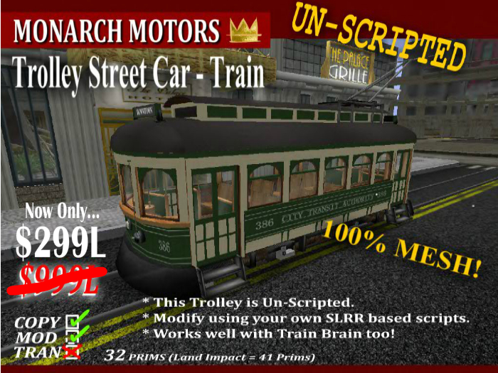 Second Life Marketplace - Trolley Streetcar Train - Unscripted - By ...