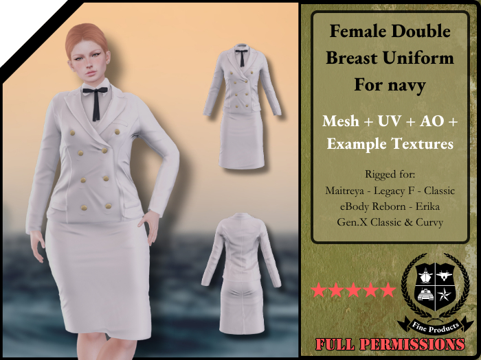 Second Life Marketplace - FP FULL PERM - Female Double-Breasted Uniform