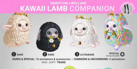Second Life Marketplace - SEmotion Libellune Kawaii Lamb Companion SPECIAL