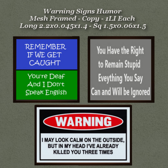 Second Life Marketplace - Warning Signs Humor