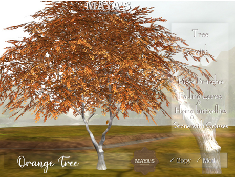 Second Life Marketplace - Tree|Orange Autumn Tree. Falling Leaves ...
