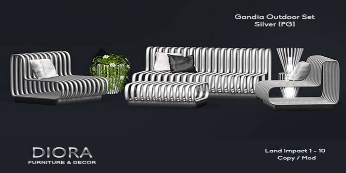 Second Life Marketplace - DIORA Gandia Outdoor Set Silver [PG]