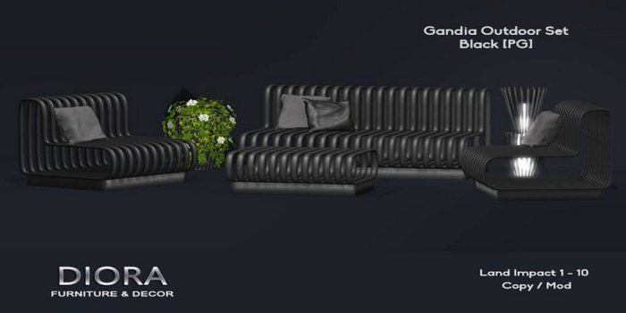 Second Life Marketplace - DIORA Gandia Outdoor Set Black [PG]