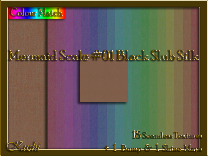 Second Life Marketplace - Mermaid Scale #01 Black Slub Silk Solid ...