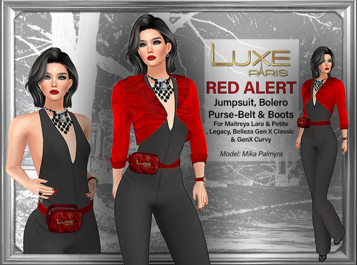 Second Life Marketplace - LUXE Paris RED ALERT Jumpsuit Womens Ensemble