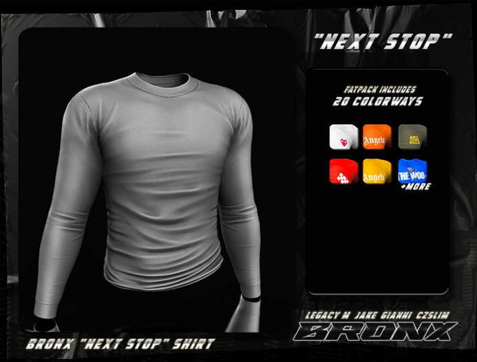 Second Life Marketplace - BRONX. "NEXT STOP" SHIRT - GREY