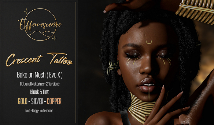 Second Life Marketplace - Effervescence - Crescent 3D Tattoo