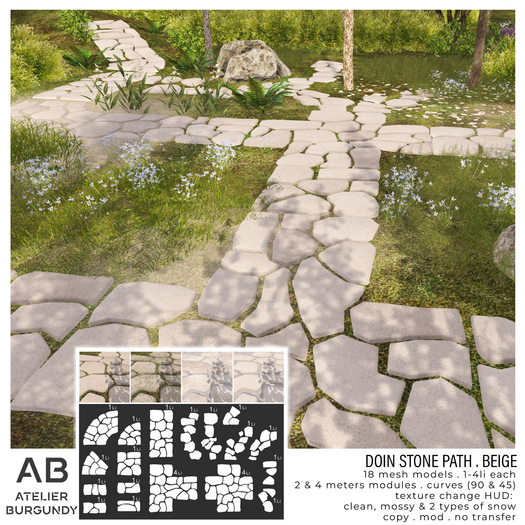 Second Life Marketplace - Atelier Burgundy . Doin Stone Path BEIGE *ADD*