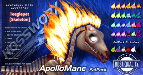 Second Life Marketplace - HOSSWORX - Apollo Mane FatPack [Teeglepet ...