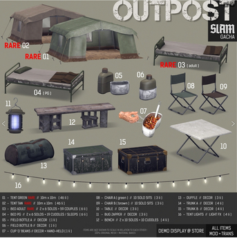 Second Life Marketplace - SLAM // outpost // tent (green) // RARE