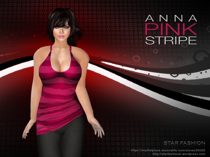 Second Life Marketplace - SFF-Anna-Long-tee-PinkStripe