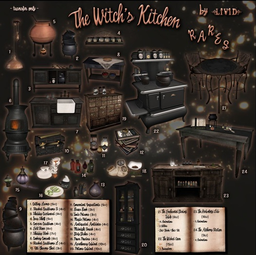 Second Life Marketplace - LiViD : The Witch's Kitchen_Stacked Cauldrons ...