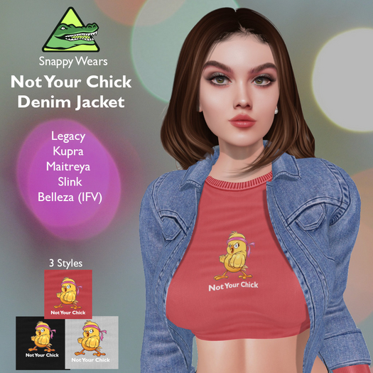 Second Life Marketplace - Snappy // Not Your Chick - Denim Jacket Pack