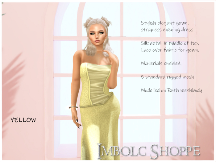Second Life Marketplace - Strapless elegant evening gown, kemono dress ...