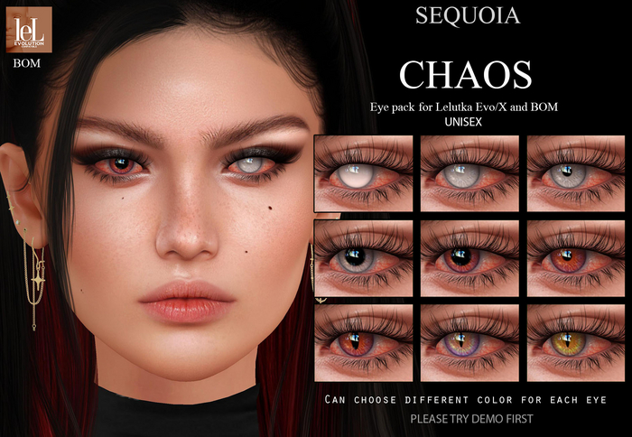 Second Life Marketplace - ::Sequoia:: Chaos eye set for Lelutka Evo/X ...