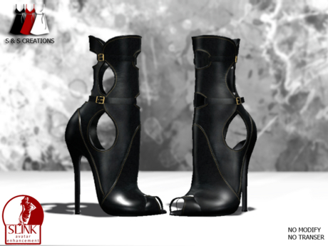 Second Life Marketplace - *SPARKLE & SHINE* BLACK LEATHER BOOTS - SLINK