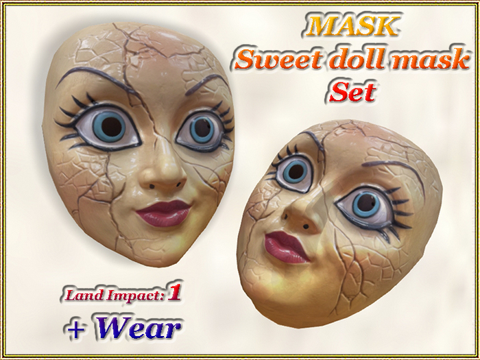 Second Life Marketplace - MASK - Sweet doll mask Set (1 LI + Wear ...