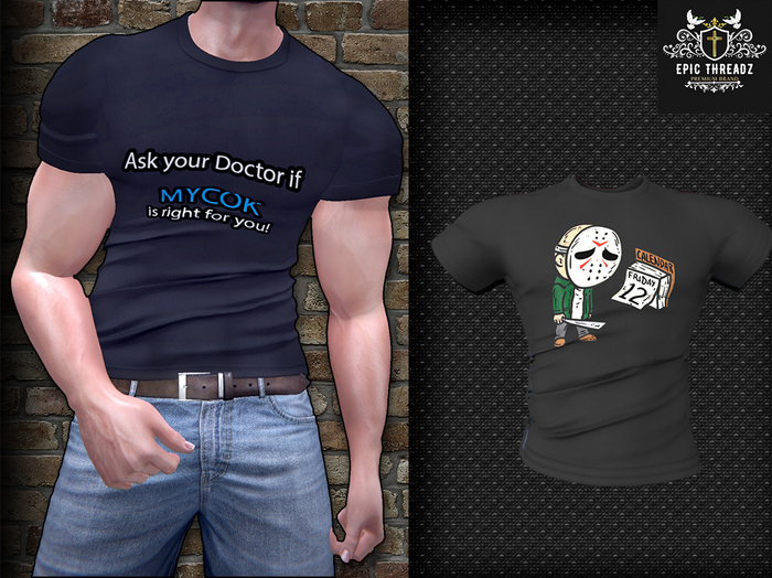 Second Life Marketplace - -ET- Mesh male Fitted T shirt jasons friday ...