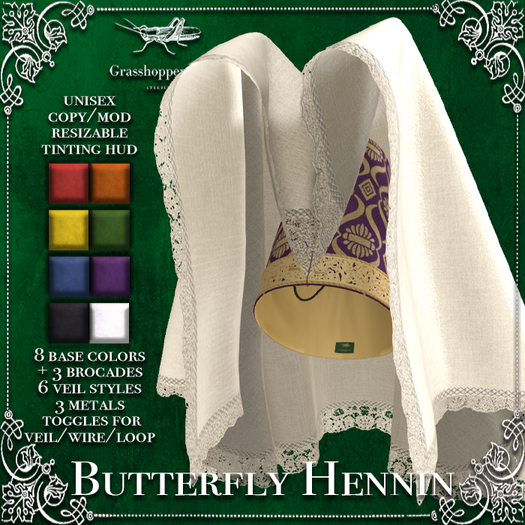 Second Life Marketplace - Grasshopper St Butterfly Hennin