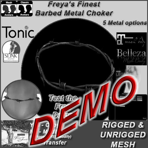 Second Life Marketplace - Freya's Finest Jewels Metal Barbed Choker DEMOS