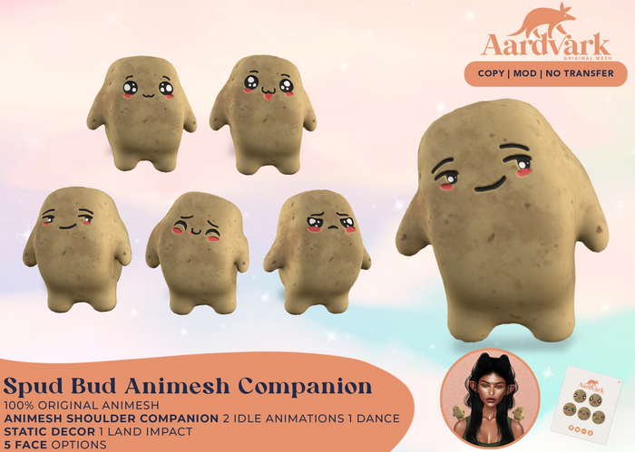 Second Life Marketplace - Aardvark : Spud Bud Animesh Companion - Quirky