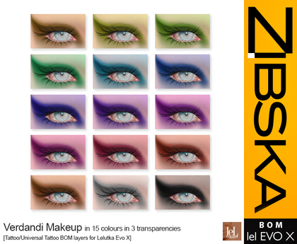 Second Life Marketplace - Zibska Evo X ~ Verdandi Makeup in 15 colors ...
