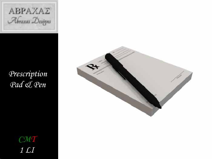 Second Life Marketplace - Prescription Pad & Pen