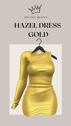 Second Life Marketplace - DRAMA QUEEN Hazel Dress - Gold (ADD)