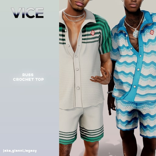Second Life Marketplace - VICE. Russ Crochet Polo Shirt "Exclusive Bundle"