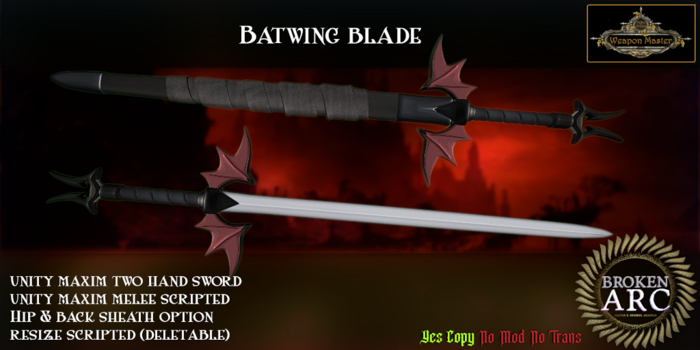 Second Life Marketplace - Batwing Blade - Unity Maxim 2H Sword (UM v2.5 ...