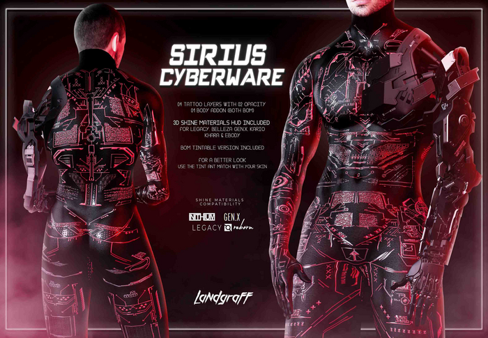 Second Life Marketplace - Landgraff - Sirius Cyberware Tattoo