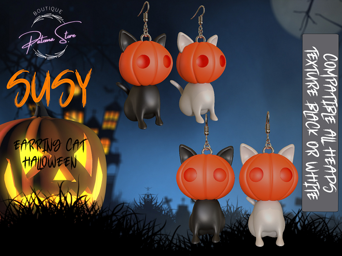 Second Life Marketplace - PS - Susy Cat Earrings Halloween