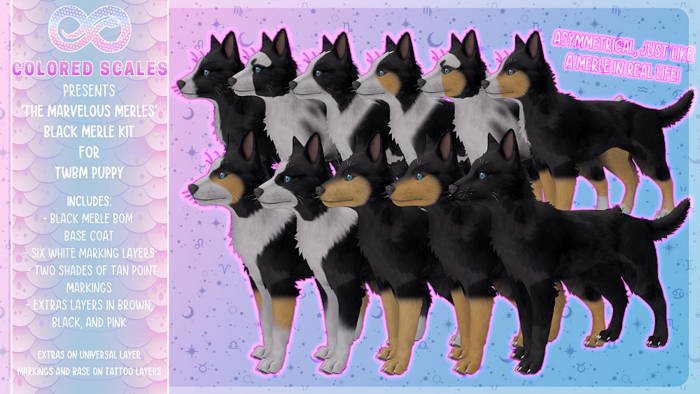 Second Life Marketplace - :SS: TWBM MARVELOUS MERLES - BLACK