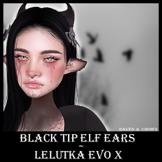 Second Life Marketplace - Lelutka Evo X | Elf Ear Black Tips