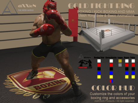 Second Life Marketplace - Gym Boxing Ring Gold Complete Set