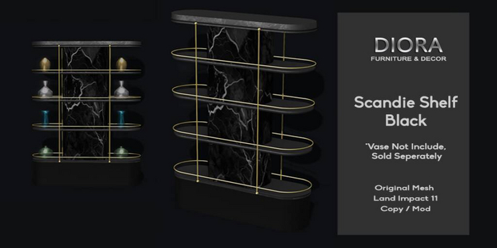 Second Life Marketplace - DIORA Scandie Shelf Black