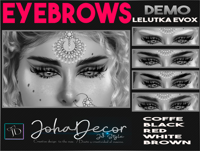 Second Life Marketplace - JD eyebrows Lelutka EvoX / gru2 DEMO