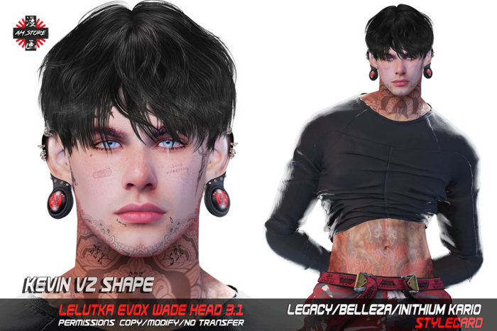 Second Life Marketplace - Kevin V2 Shape LeLUTKA Wade Head 3.1