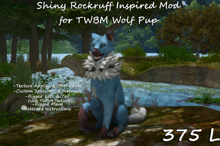 Second Life Marketplace - Shiny Rockruff Inspired Mod for TWBM Wolf Pup