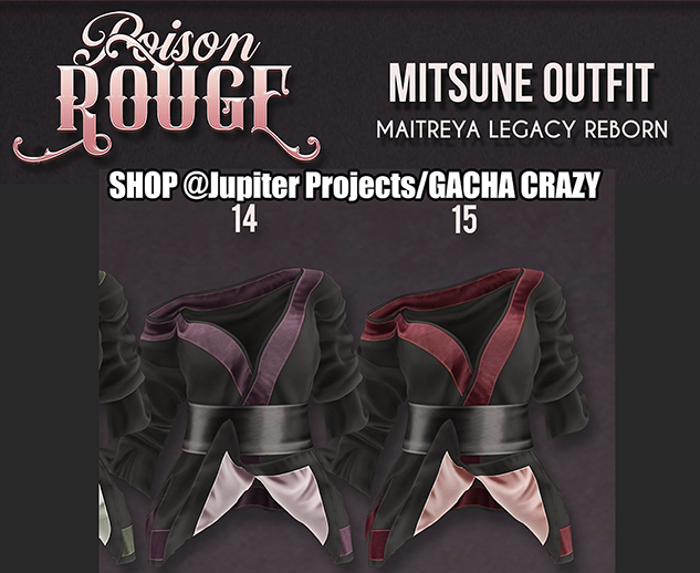 Second Life Marketplace - 15. POISON ROUGE Mitsune Kimono Rosewood reborn