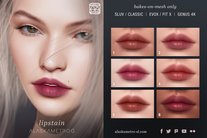 Second Life Marketplace - "Lipstain" lipstick | EvoX BOM | Bakes-on ...