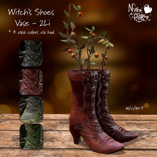 Second Life Marketplace - (NO) Witch Stuff - Witch's Shoes Vase