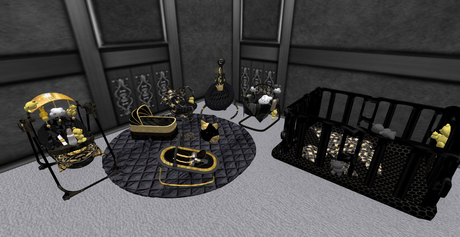 Second Life Marketplace - MERCI~BLACK AND GOLD LUXURY NEWBORN BEDROOM SET
